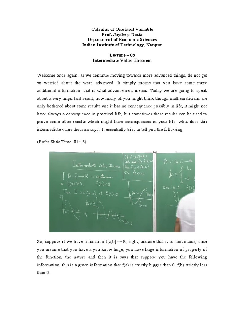 Calculus: Intermediate Value Theorem | PDF | Function (Mathematics ...