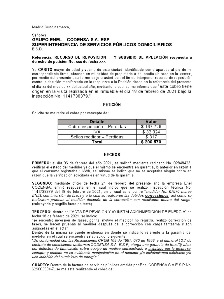 Modelo de Recurso de Reposicion | PDF | Economias