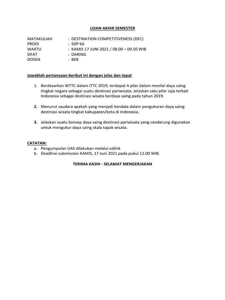 Soal Uas Dec 2021 - SDP 6a | PDF