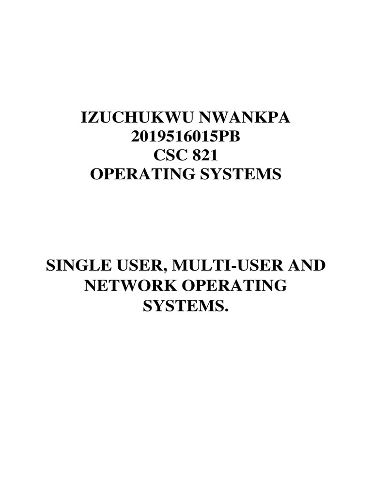 Single vs Multi-User Operating Systems | PDF | Operating System ...