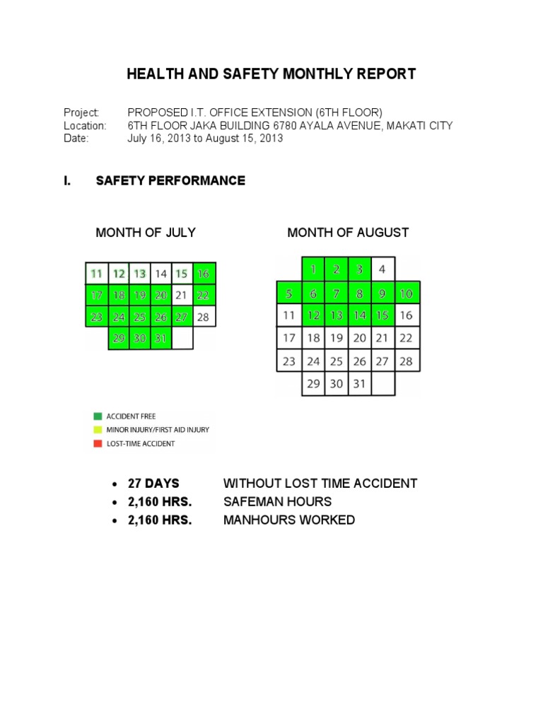 Health and Safety Monthly Report | PDF