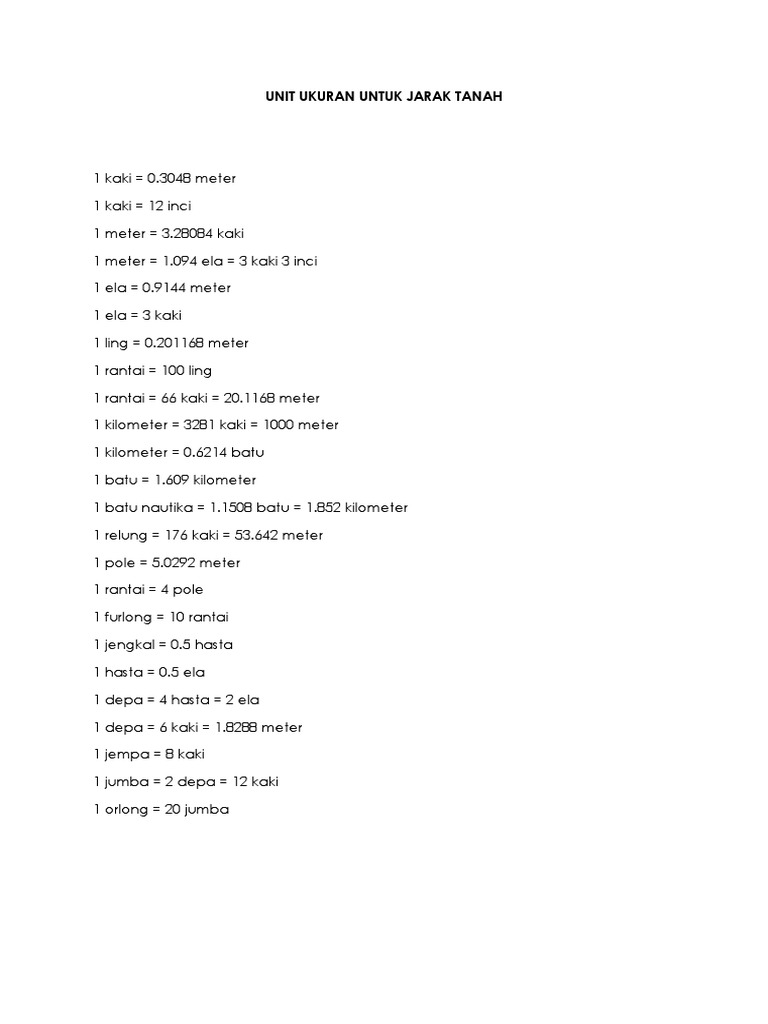 Unit Ukuran Untuk Jarak Tanah | PDF | Griya & Taman | Sains & Matematika