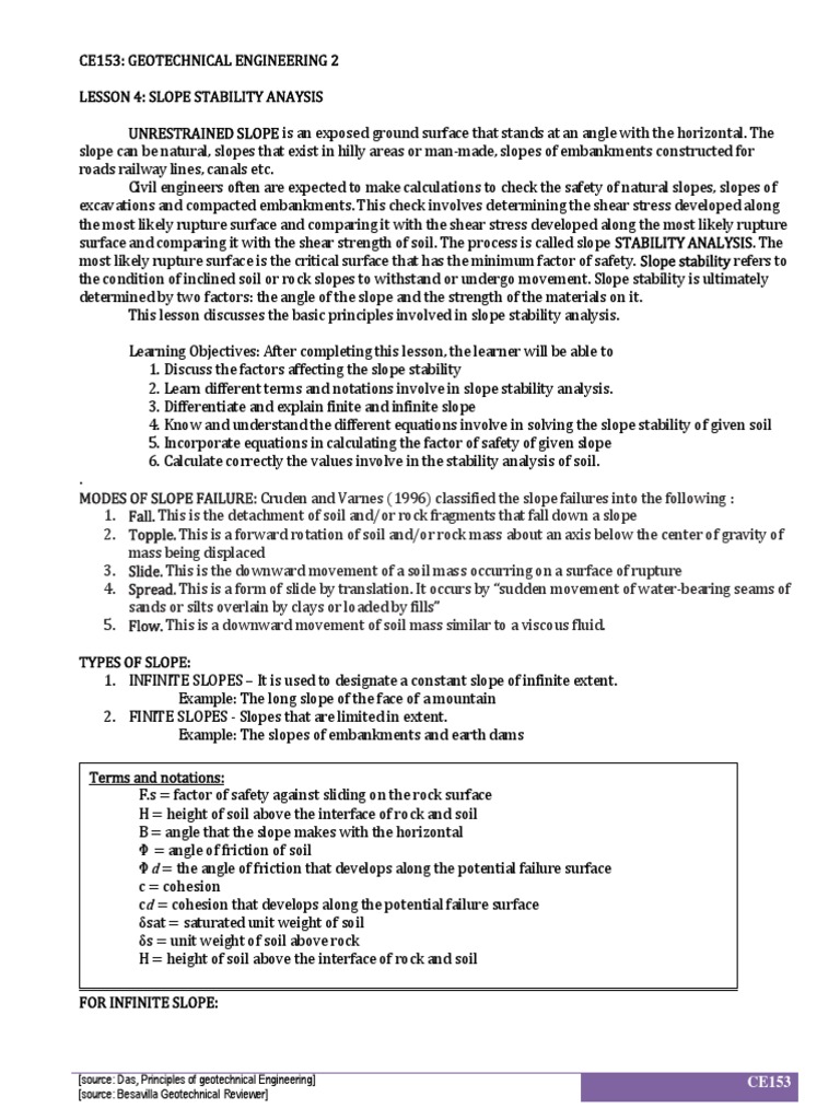 CE153 04 Slope Stability Analysis | PDF | Geotechnical Engineering ...
