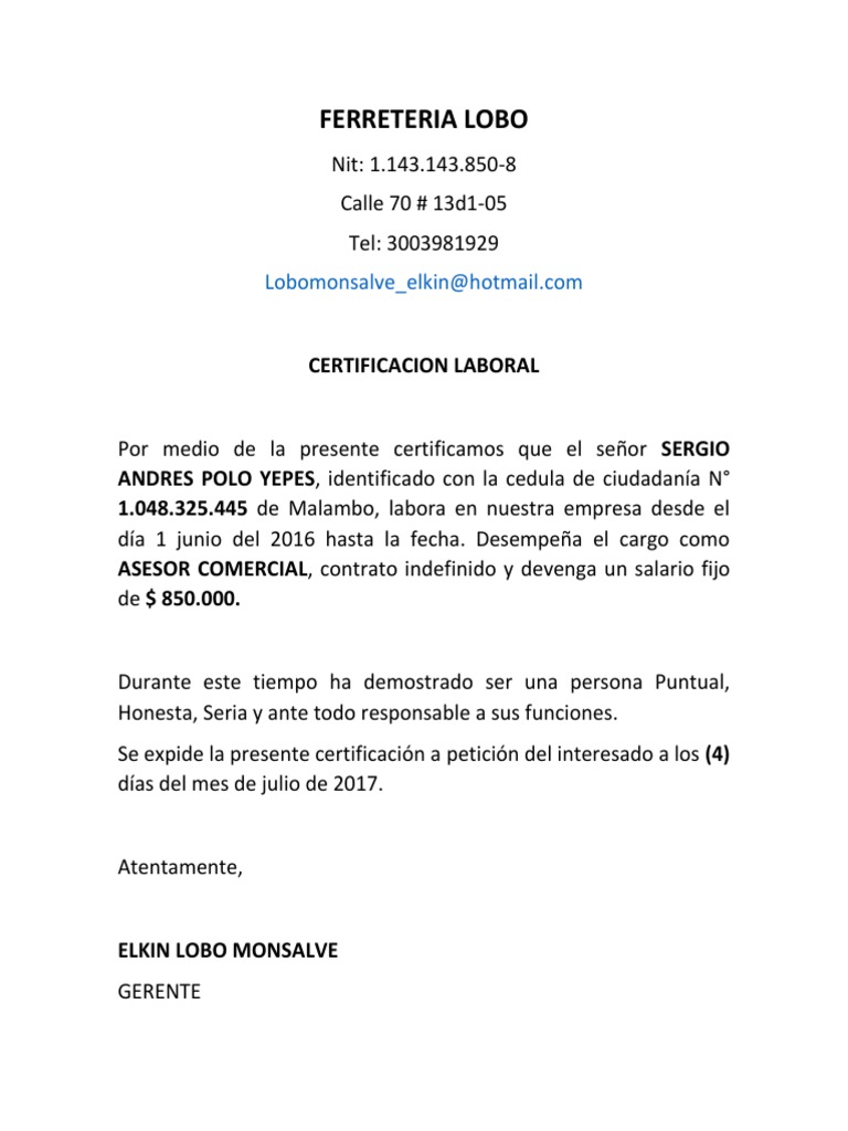 Carta Laboral | PDF