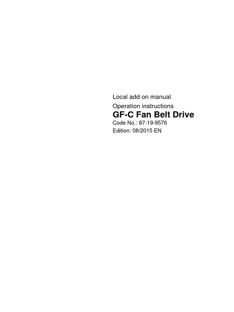 GF-C Fan Belt Drive: Local Add On Manual Operation Instructions | PDF ...