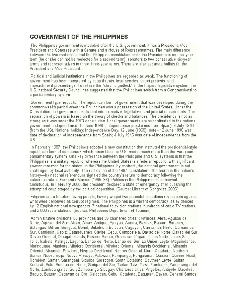Government of The Philippines | PDF | Philippines | Constitution
