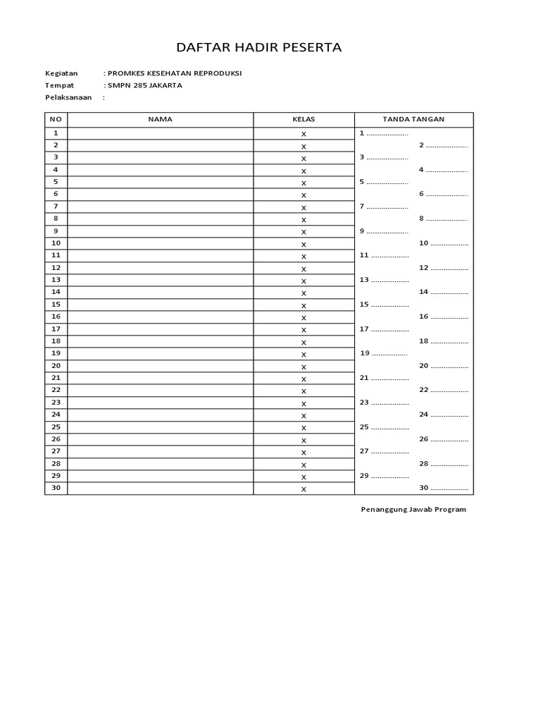 Daftar Hadir Promkes | PDF