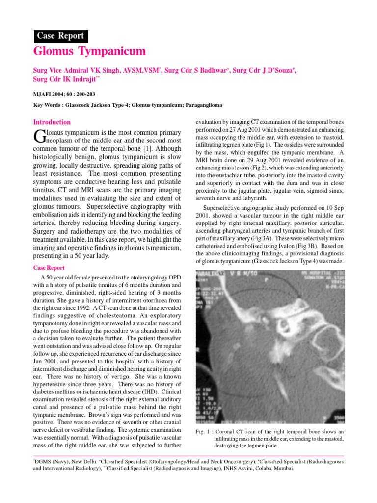 Glomus Tympanicum | Download Free PDF | Ear | Angiography