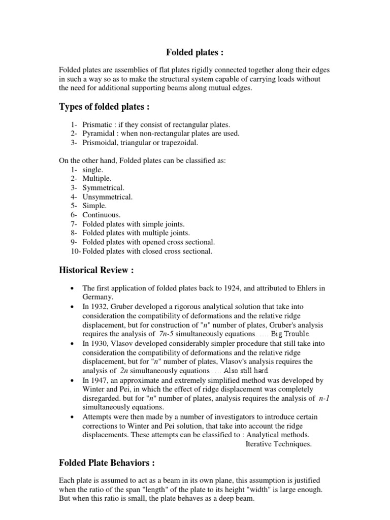 Folded Plates | PDF | Physics | Applied And Interdisciplinary Physics