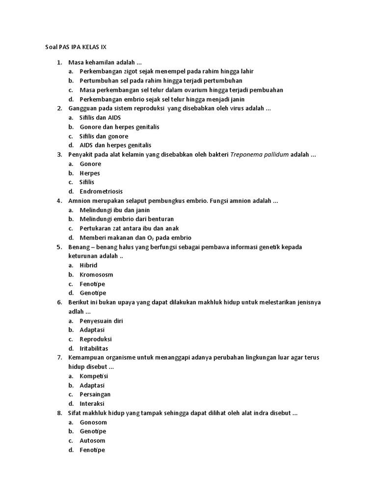Soal PAS IPA KELAS IX Nurul | PDF