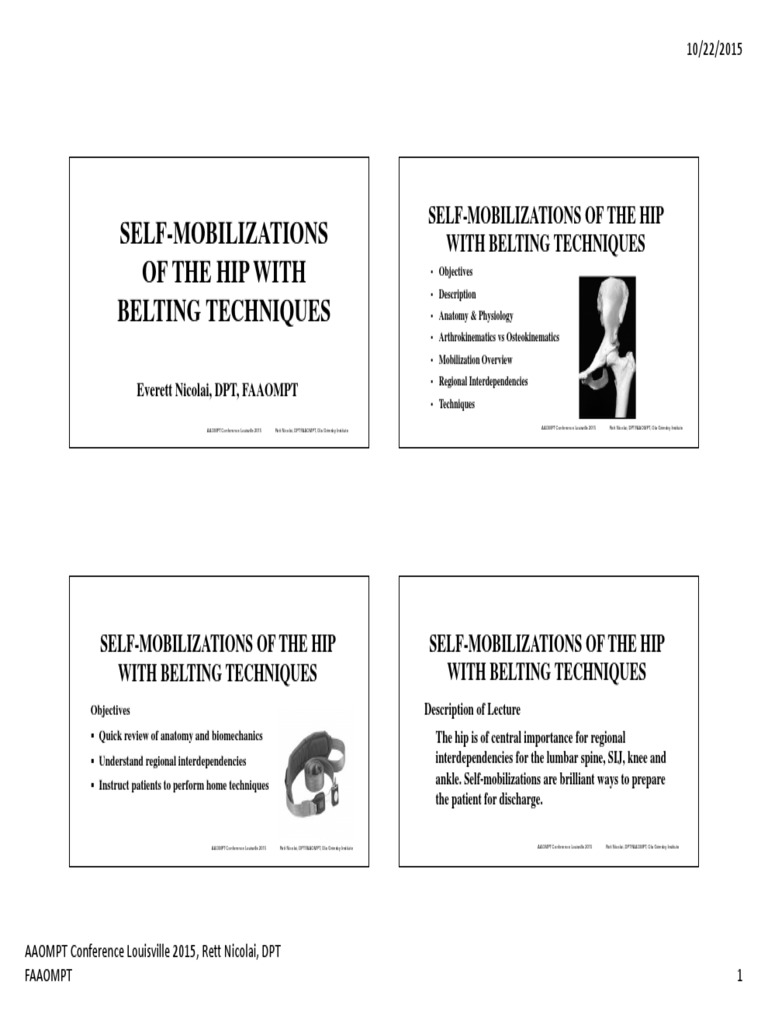 Hip Self-Mobilization Techniques | PDF | Anatomical Terms Of Motion | Hip