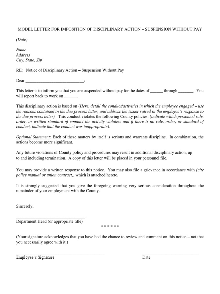 Suspension Of Letter Of Employment