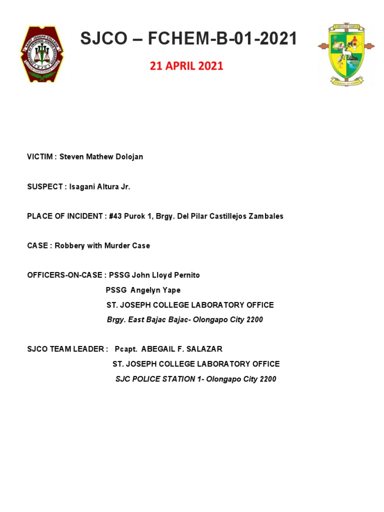 PNP - Narrative Report | PDF | Crime Scene | Criminal Law