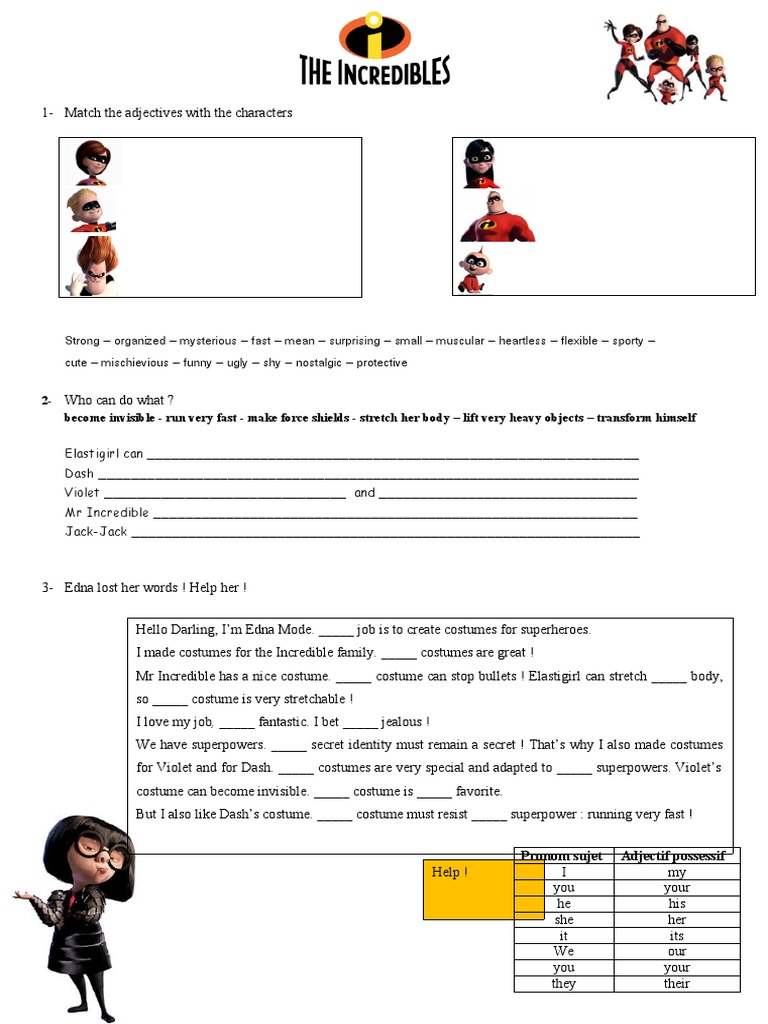 Superheroes The Incredibles Grammar Drills Information Gap Activities ...