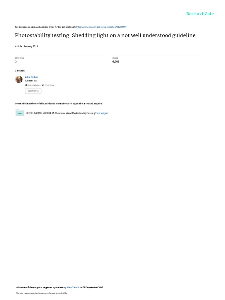 1 Photostability Testing Shedding Light On A Not Well Understood ...