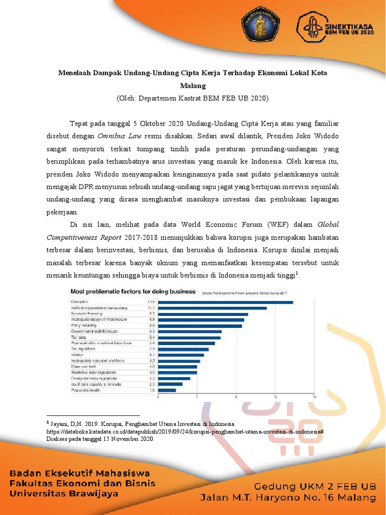 Menelaah Dampak Undang-Undang Cipta Kerja Terhadap Ekonomi Lokal Kota ...