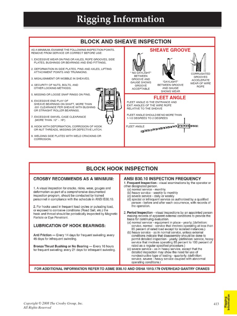 Rigging Information: Block and Sheave Inspection | PDF | Machines ...