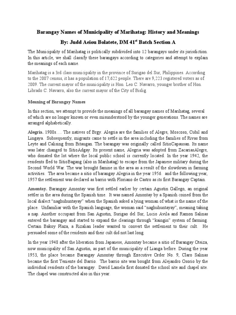 Judd History of Barangays | PDF | History