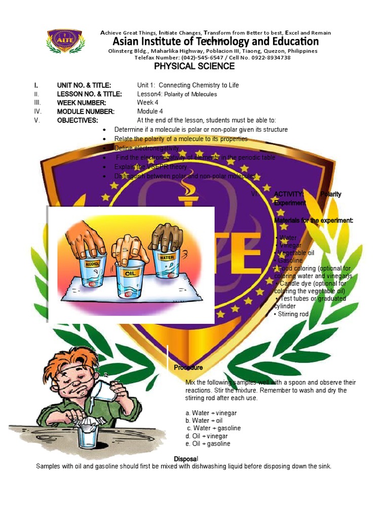 Module 4 Physical Science | PDF | Chemical Polarity | Chemical Bond