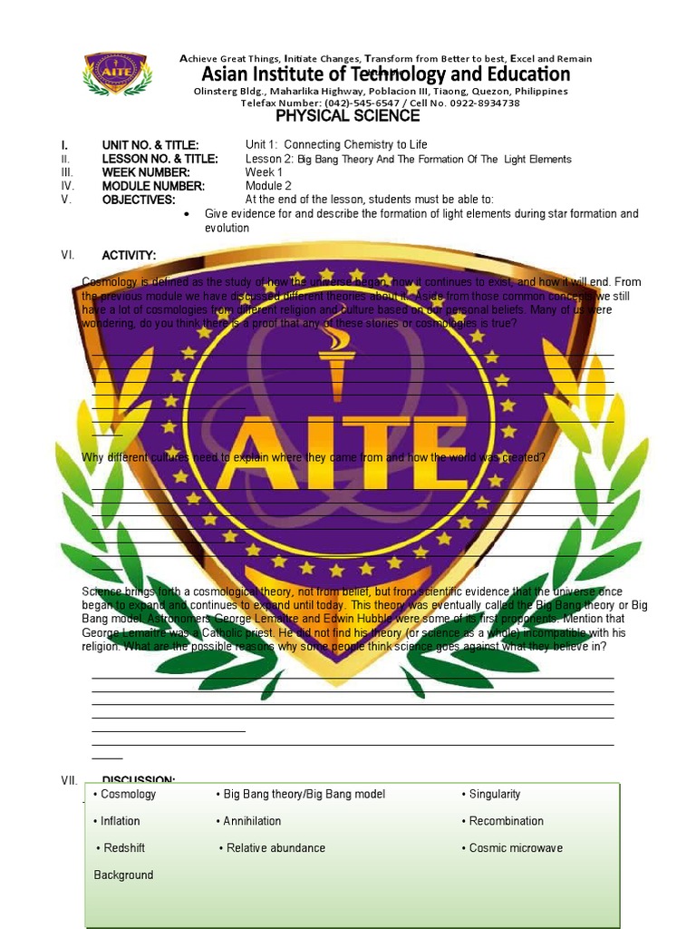 Module 2 Physical Science | PDF | Universe | Big Bang