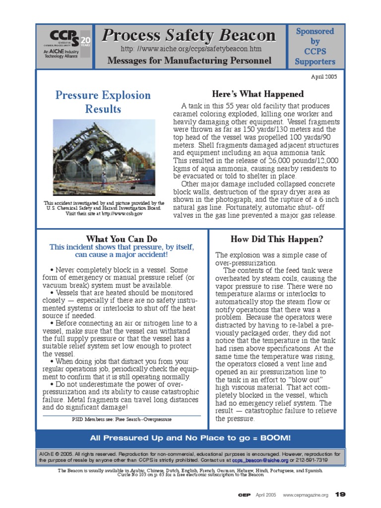 Process Safety Beacon | PDF | Explosion