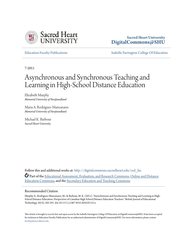 Asynchronous and Synchronous Teaching and Learning in High-School | PDF ...
