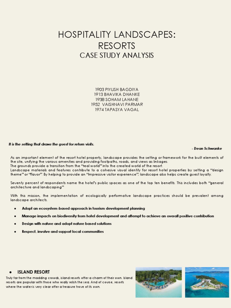 Hospitality Landscapes: Resorts: Case Study Analysis | PDF | Resort | Trees