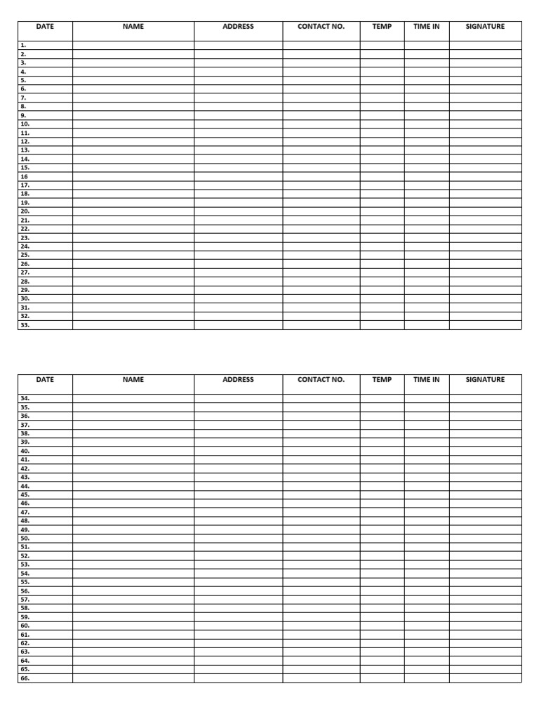 Contact Tracing Form | PDF
