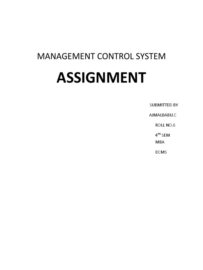 Management Control System PDF Inventory Six Sigma