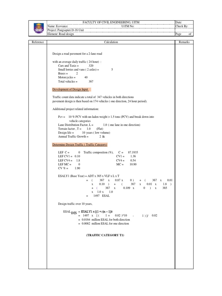 Example Road Pavement Design | PDF | Road Surface | Road