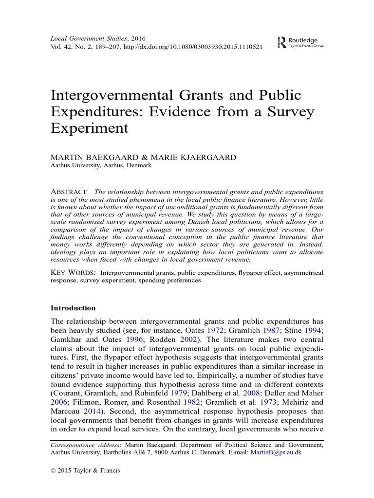 Intergovernmental Grants and Public Expenditure | PDF | Taxes | Public ...