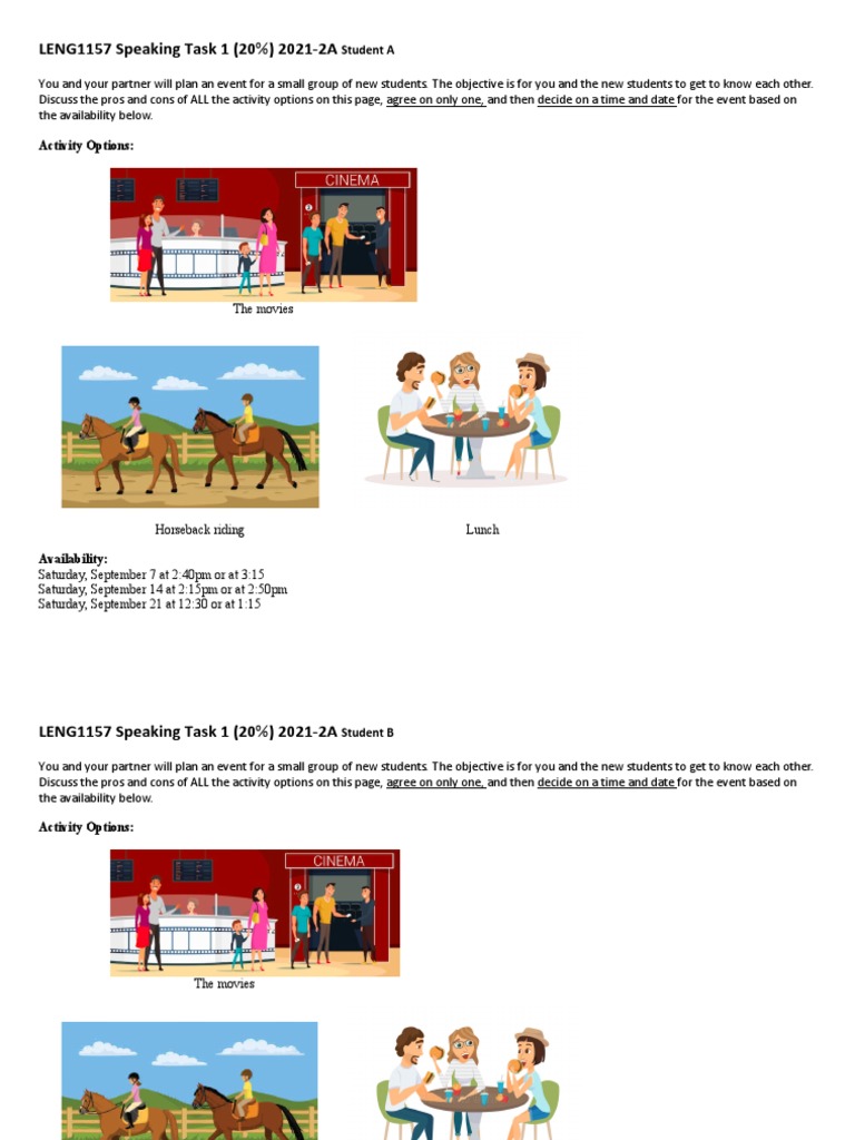 LENG1157 Speaking Task 1 (20%) 2021-2A | PDF