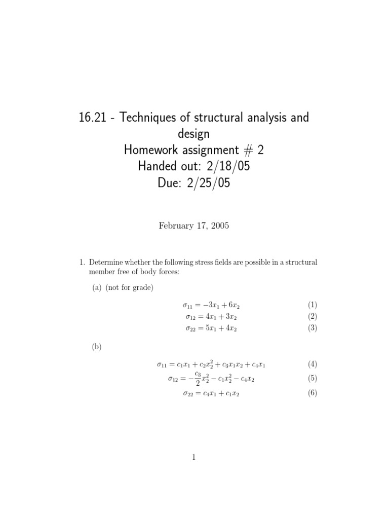 16.21 Techniques of Structural Analysis and Design Homework Assignment ...