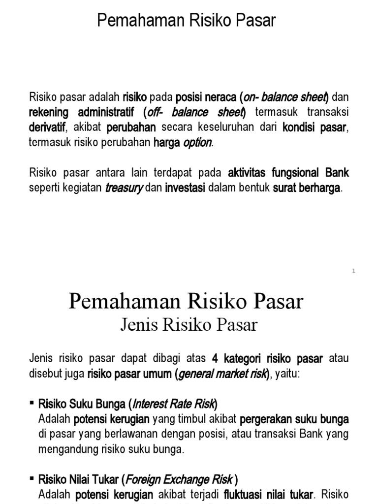 Jenis dan Pengukuran Risiko Pasar Bank | PDF | Pengelolaan Keuangan & Uang