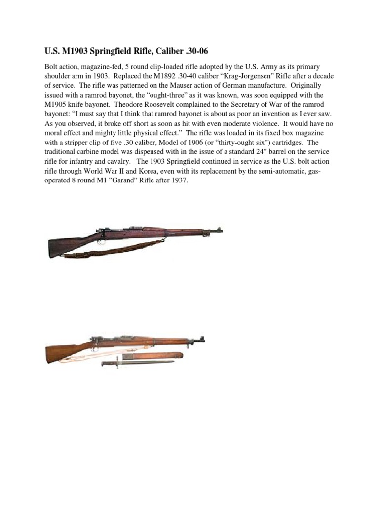 M1903 Springfield Rifle Overview | PDF | Magazine (Firearms) | Components