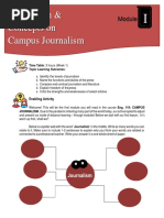 Campus Journalism Module #1 | PDF | Journalism | News Media