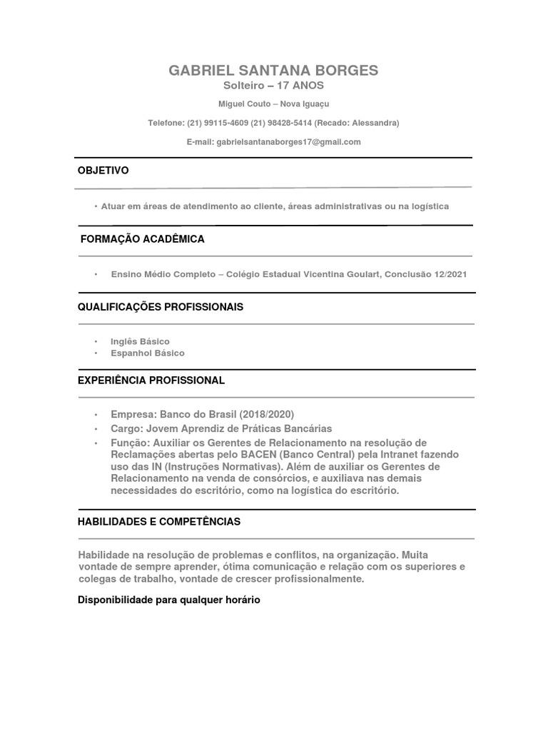 Curriculo Gabriel PDF | PDF