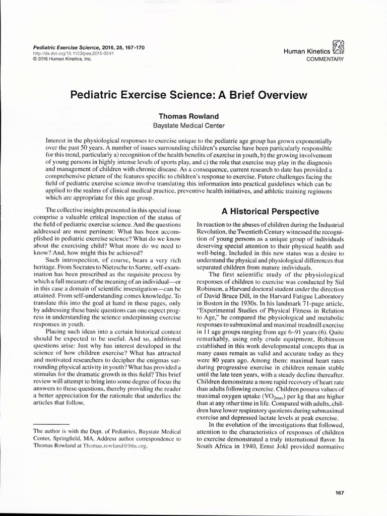 Pediatric Exercise Science | PDF | Physical Fitness | Science