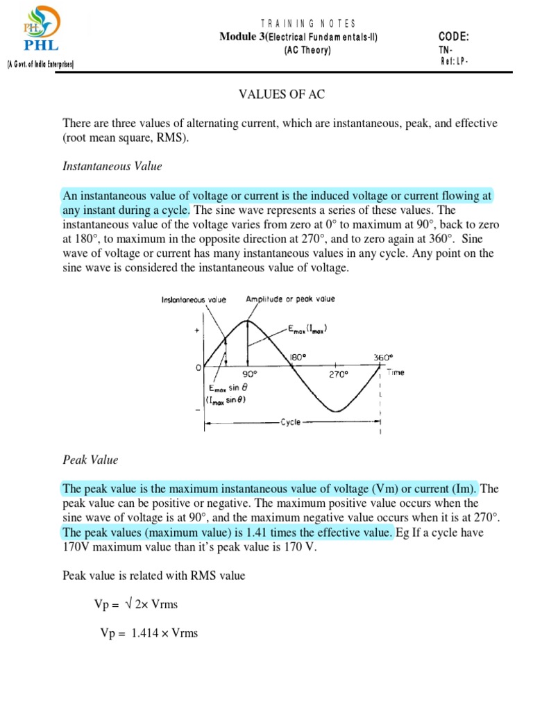 Ac Theory - Sine Waveform | PDF | Ac Power | Root Mean Square