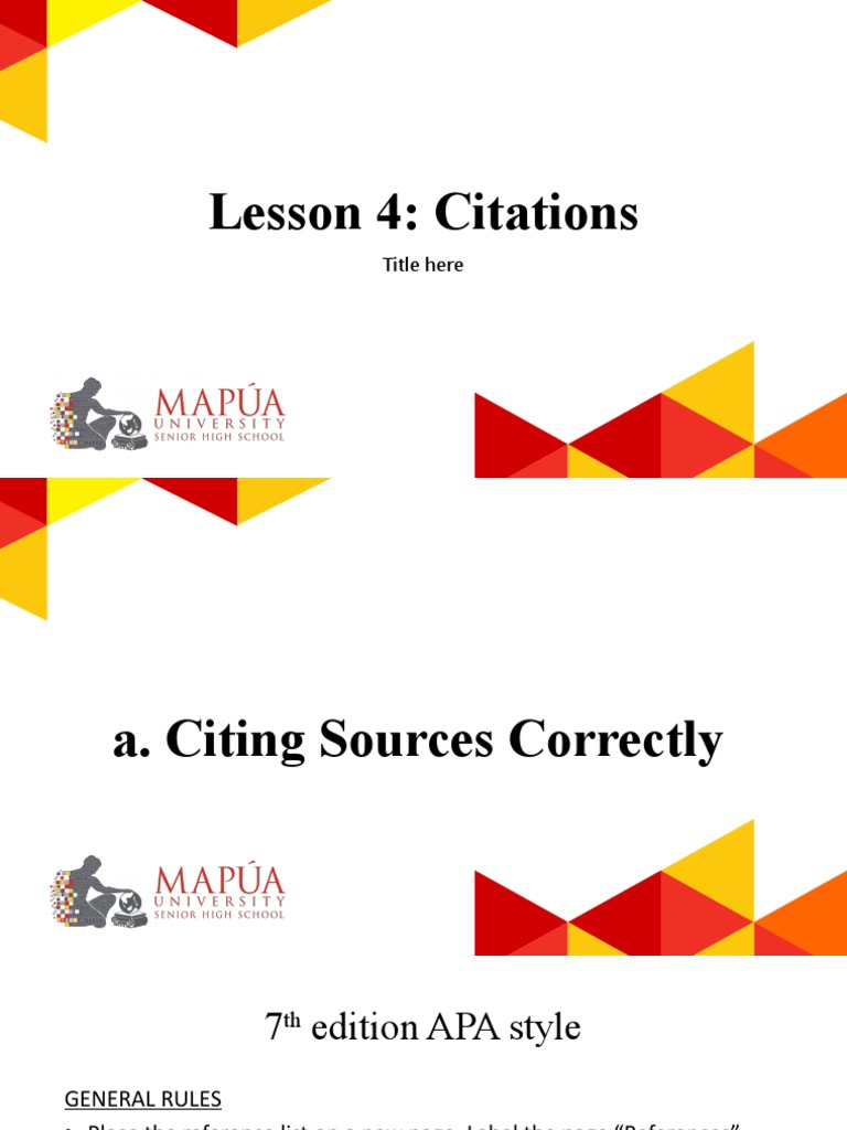 Lesson 4: Citations: Title Here | PDF | Citation | Bracket