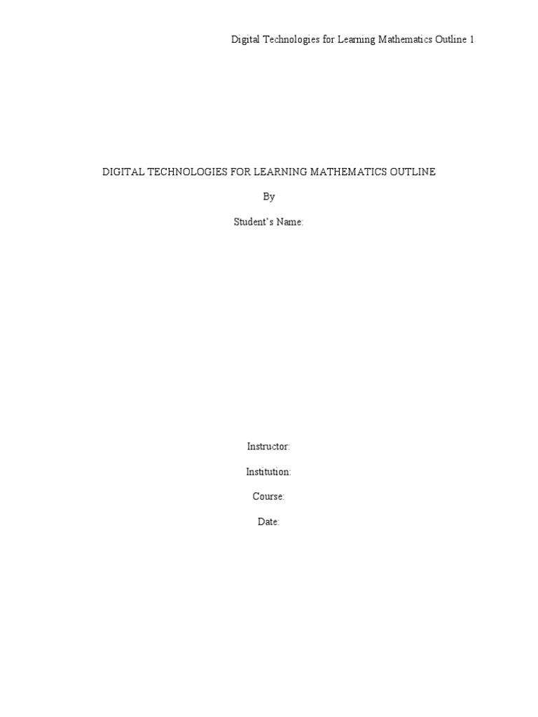 Digital Technologies For Learning Mathematics Outline | PDF ...