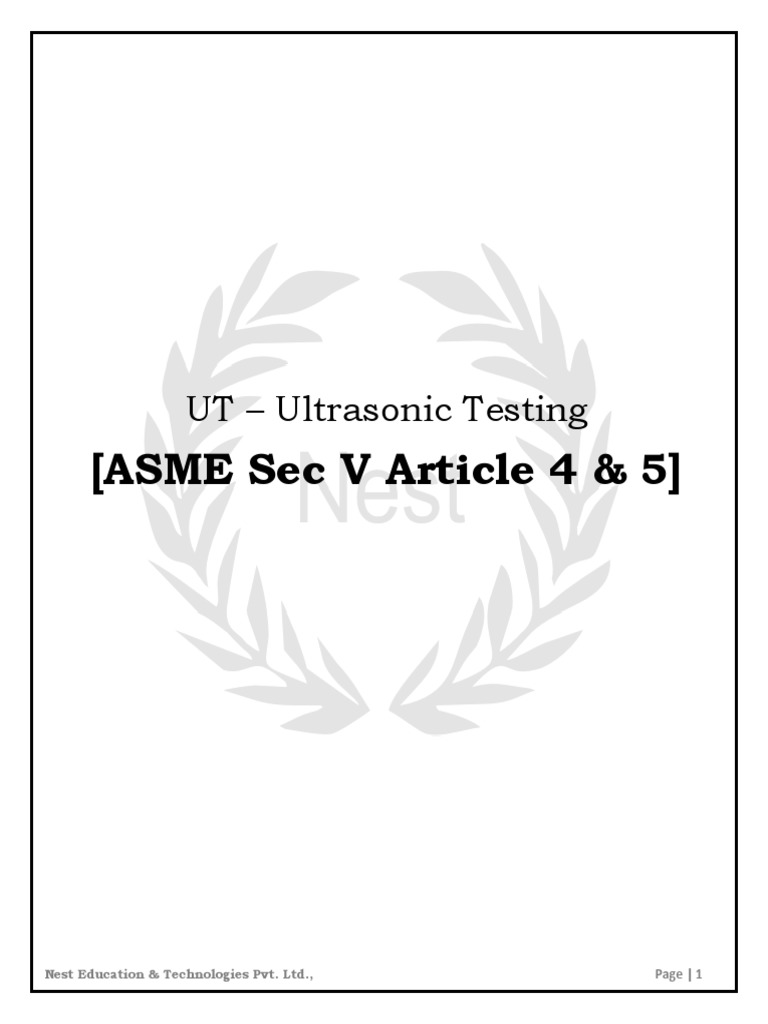 (ASME Sec V Article 4 & 5) : UT - Ultrasonic Testing | PDF | Waves ...