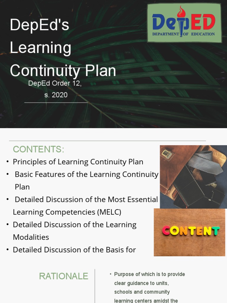 DepEd Learning Continuity Plan Overview | PDF | Distance Education ...
