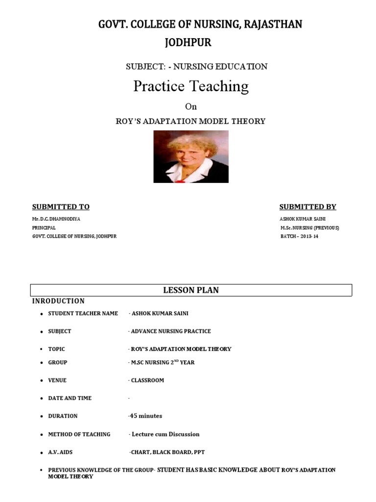 Roy's Adaptation Model in Nursing Education | PDF | System | Behavior