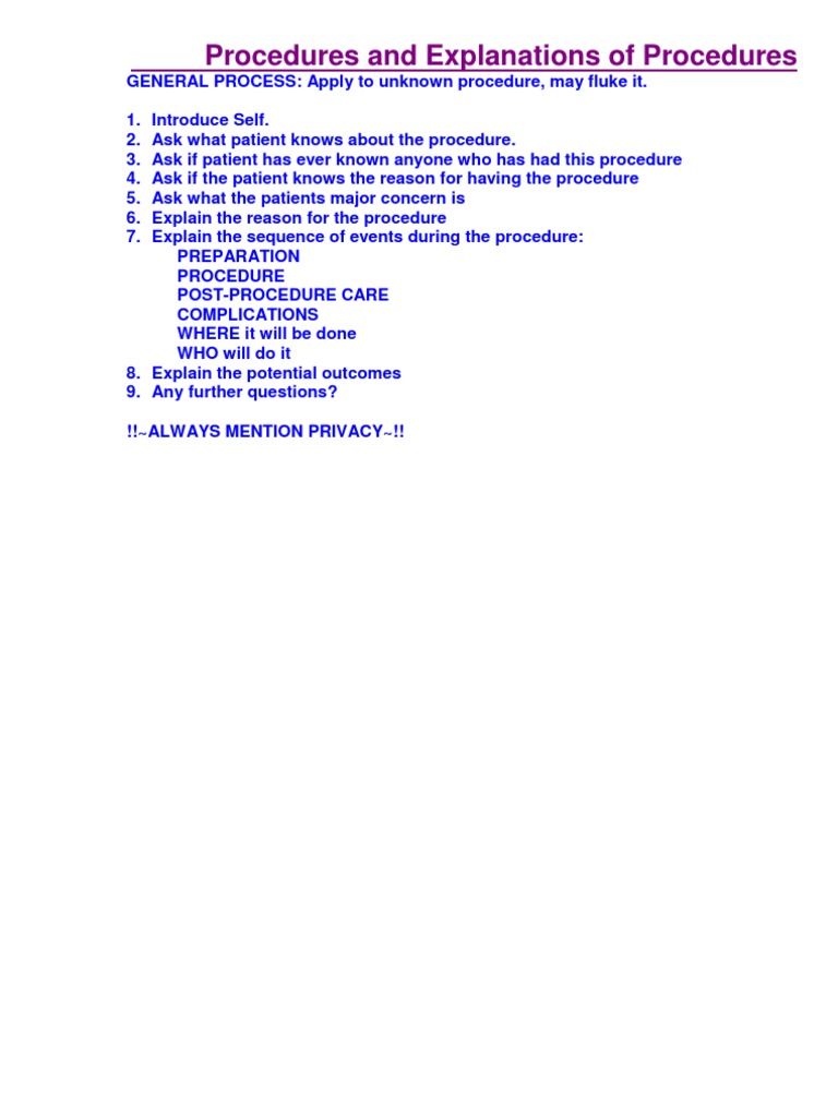 Procedures and Explanations of Procedures | PDF | Colonoscopy ...