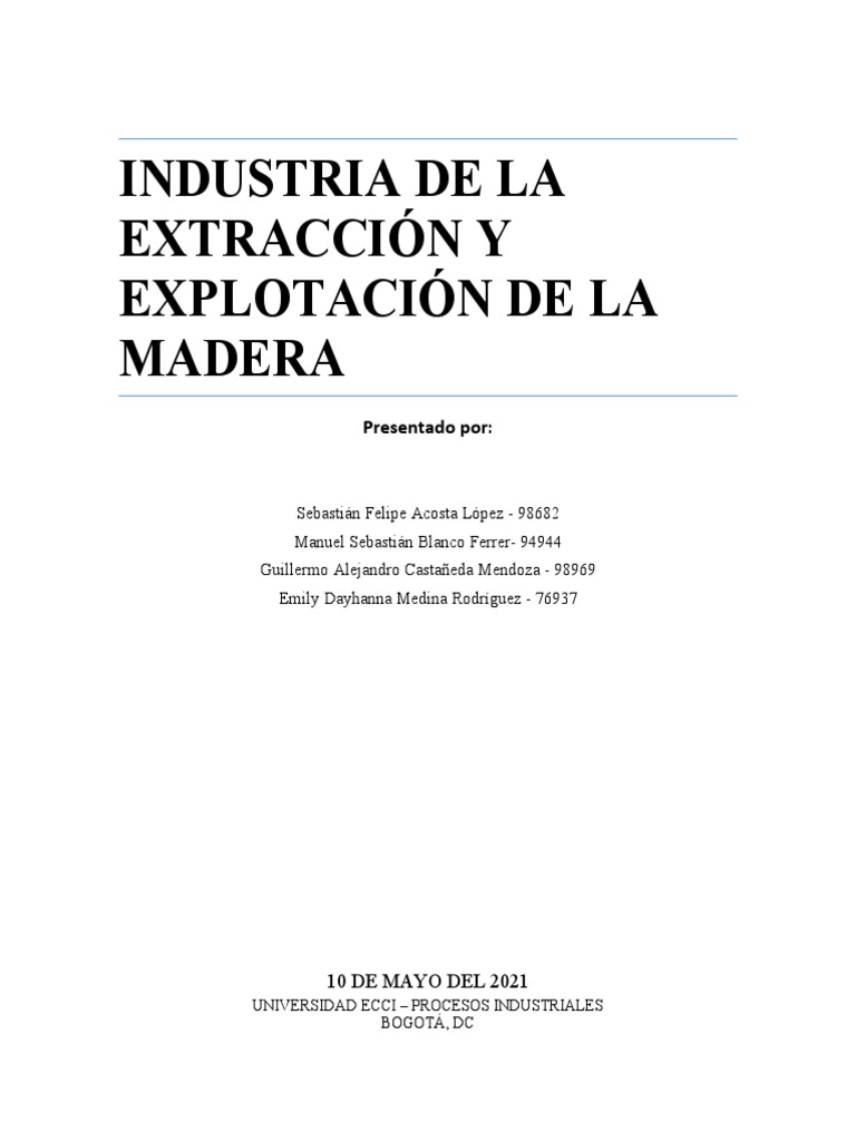 Industria de La Extracción y Explotación de La Madera | PDF | Los ...