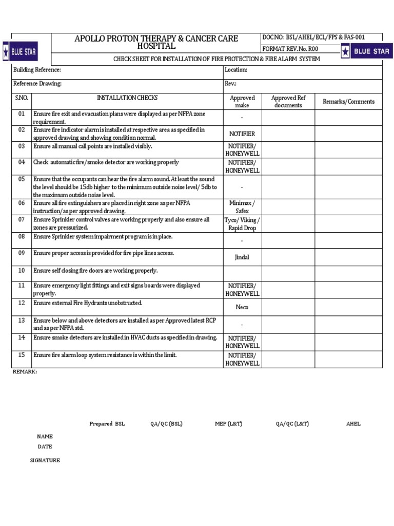 Check List (FPS FAS) | PDF | Fire Sprinkler System | Fire Protection