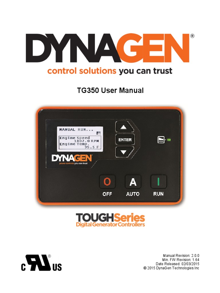 Dynagen TG350 User Manual v2.0 | PDF | Relay | Electric Generator