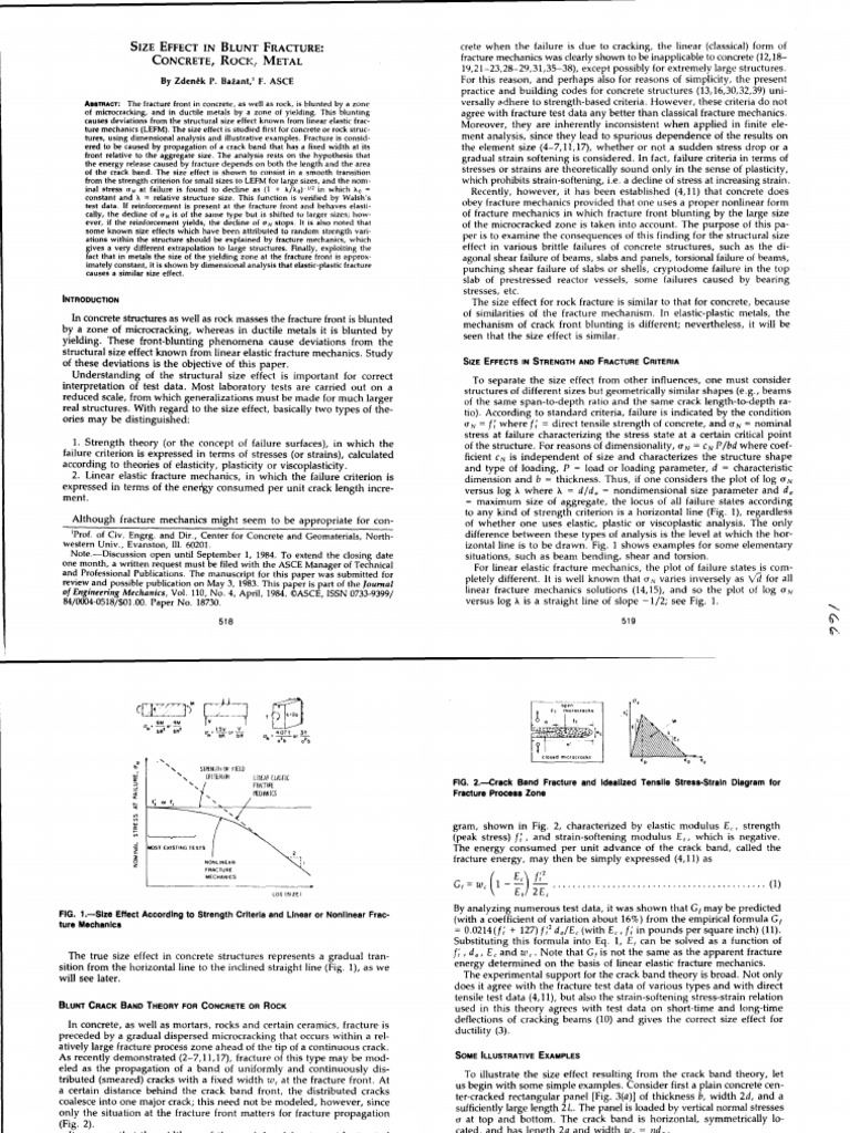 Bazant - Size Effect in Blunt Fracture - Concrete, Rock, Metal | PDF ...