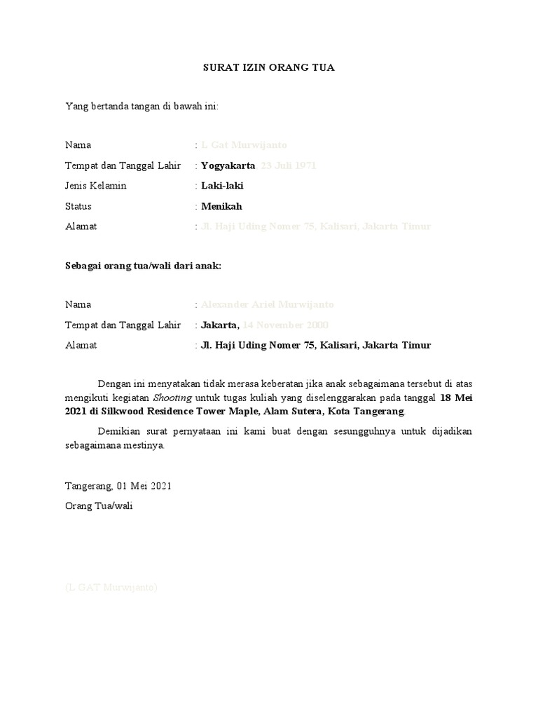 Template Surat Izin | PDF